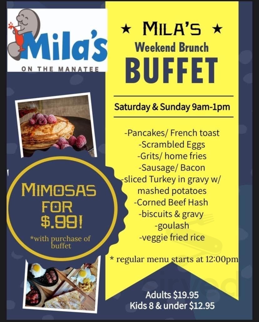 Mila's on the Manatee menu in Palmetto, Florida, USA