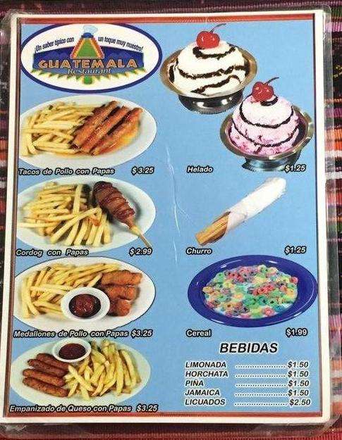 Guatemala Restaurant menu in Houston, Texas, USA