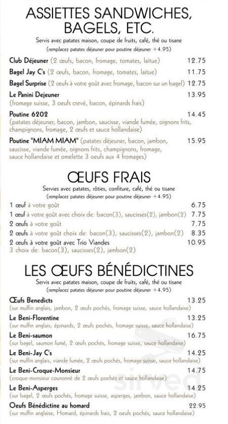 Jay C's Deli & Bar menus in Saint-Hubert, Quebec, Canada