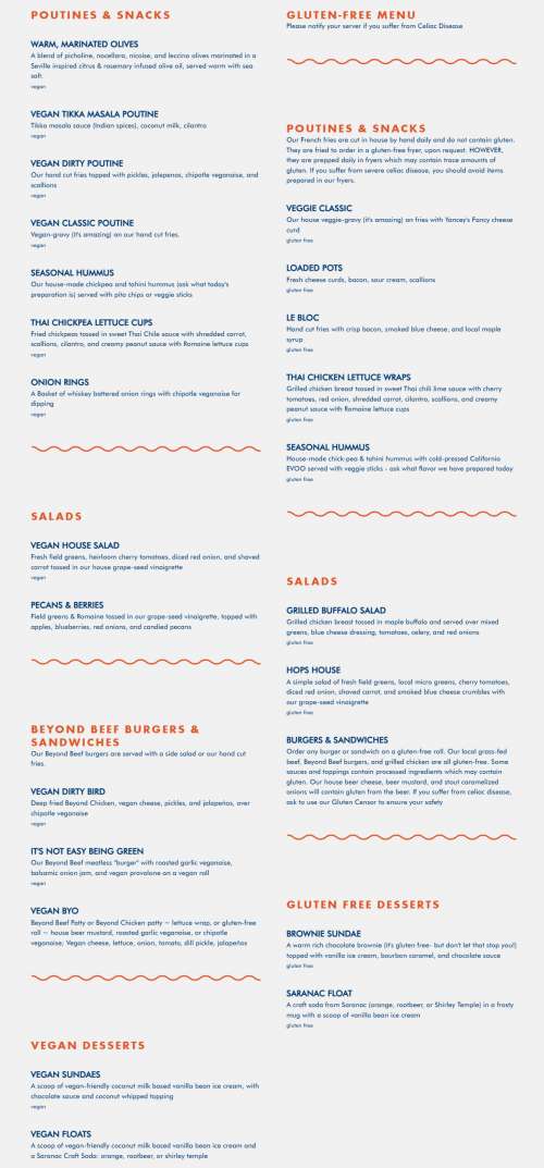 The Hops Spot Clayton menu in Clayton, New York, USA