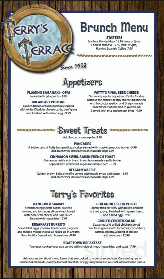 Terry's Terrace menu in Harrison Twp, Michigan, USA