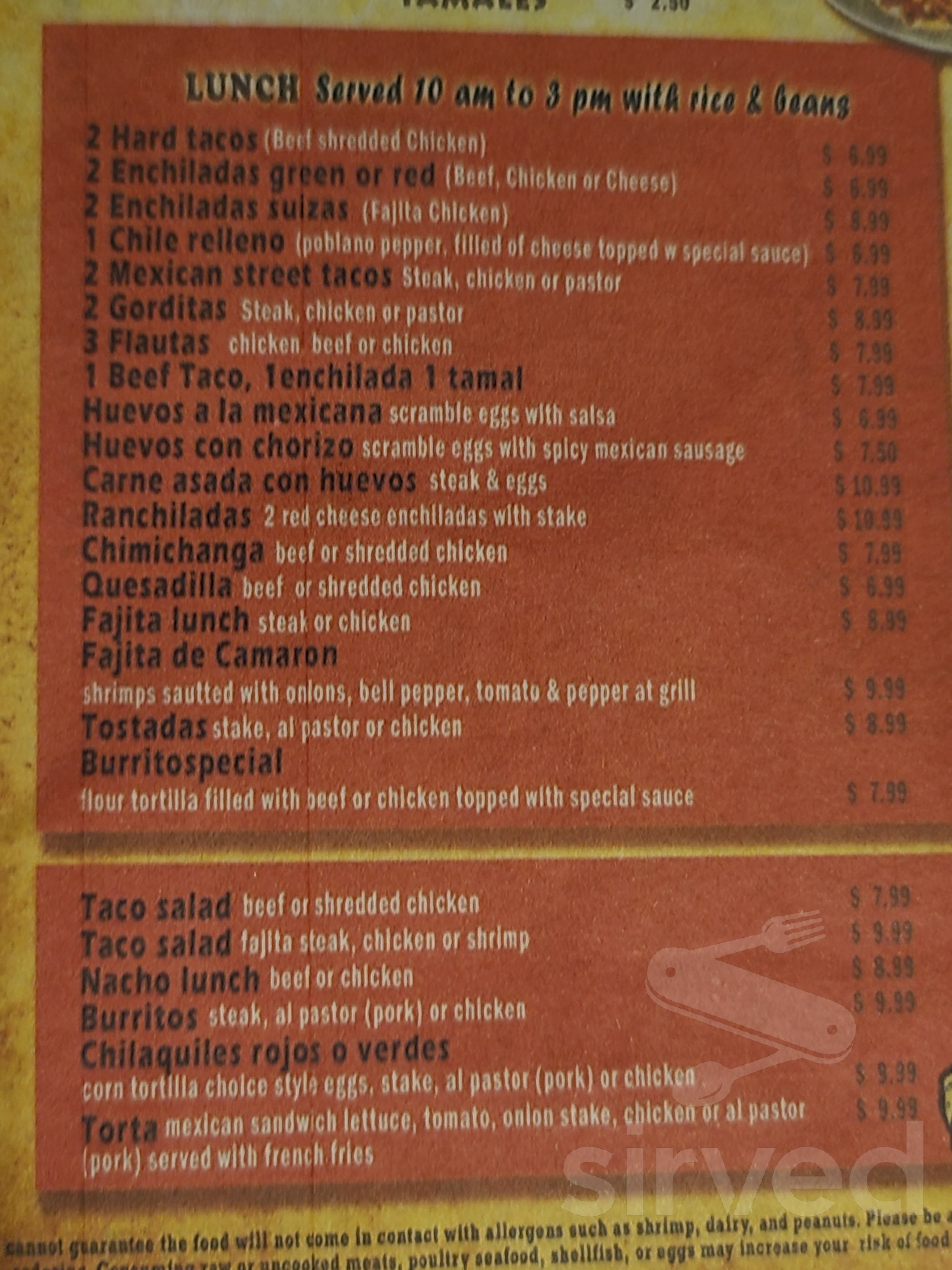 Old Town Mexican Grill menu in Canton, Mississippi, USA