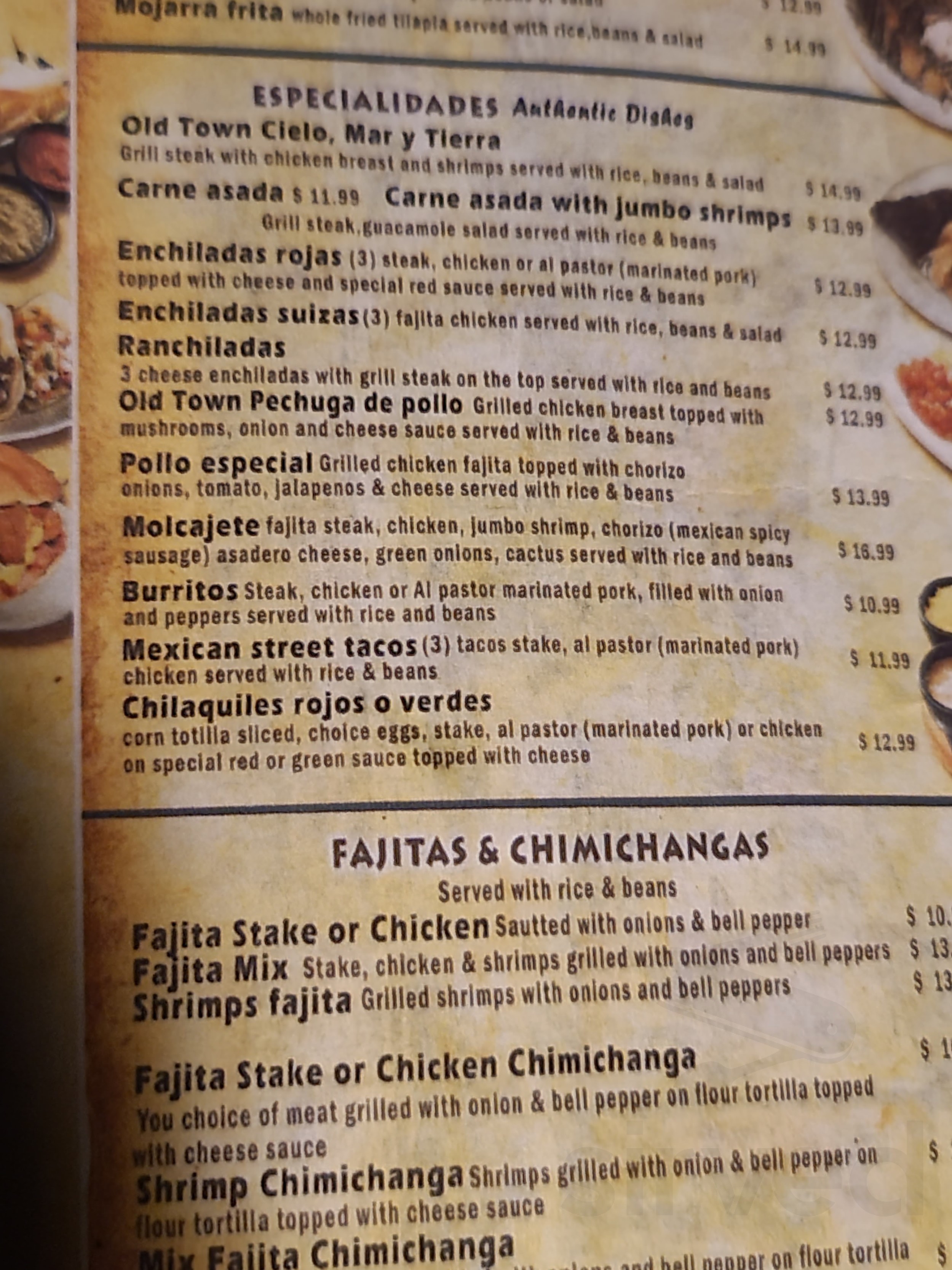 Old Town Mexican Grill menu in Canton, Mississippi, USA
