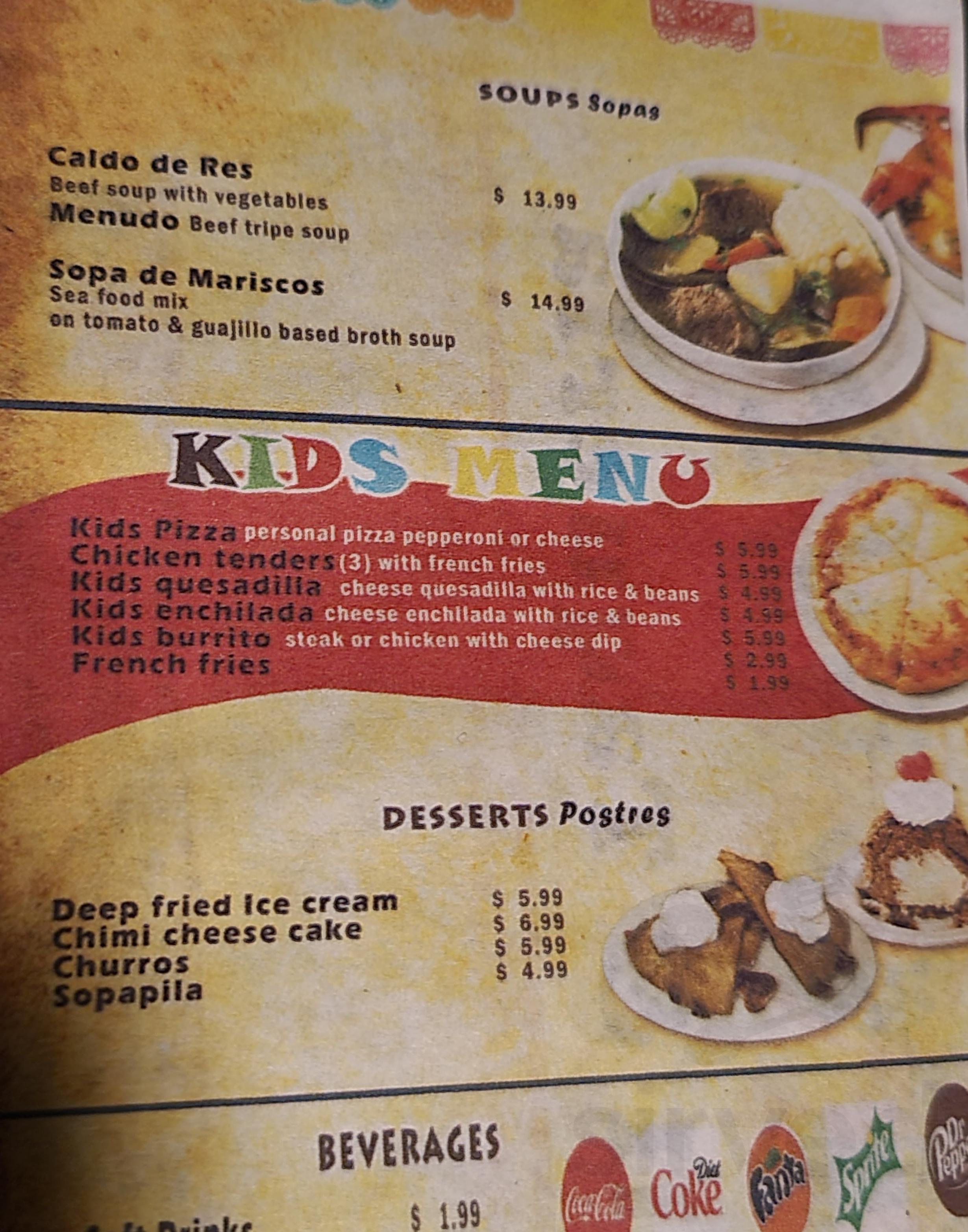Old Town Mexican Grill menu in Canton, Mississippi, USA