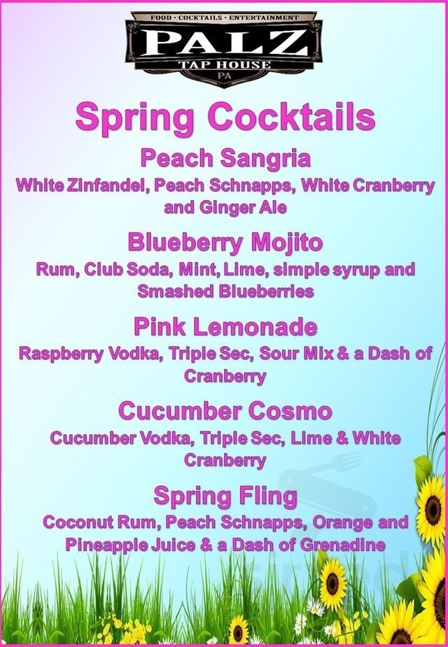 Palz Tap House menu in Huntingdon Valley, Pennsylvania, USA