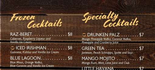 Menu for Palz Tap House in Huntingdon Valley, PA | Sirved