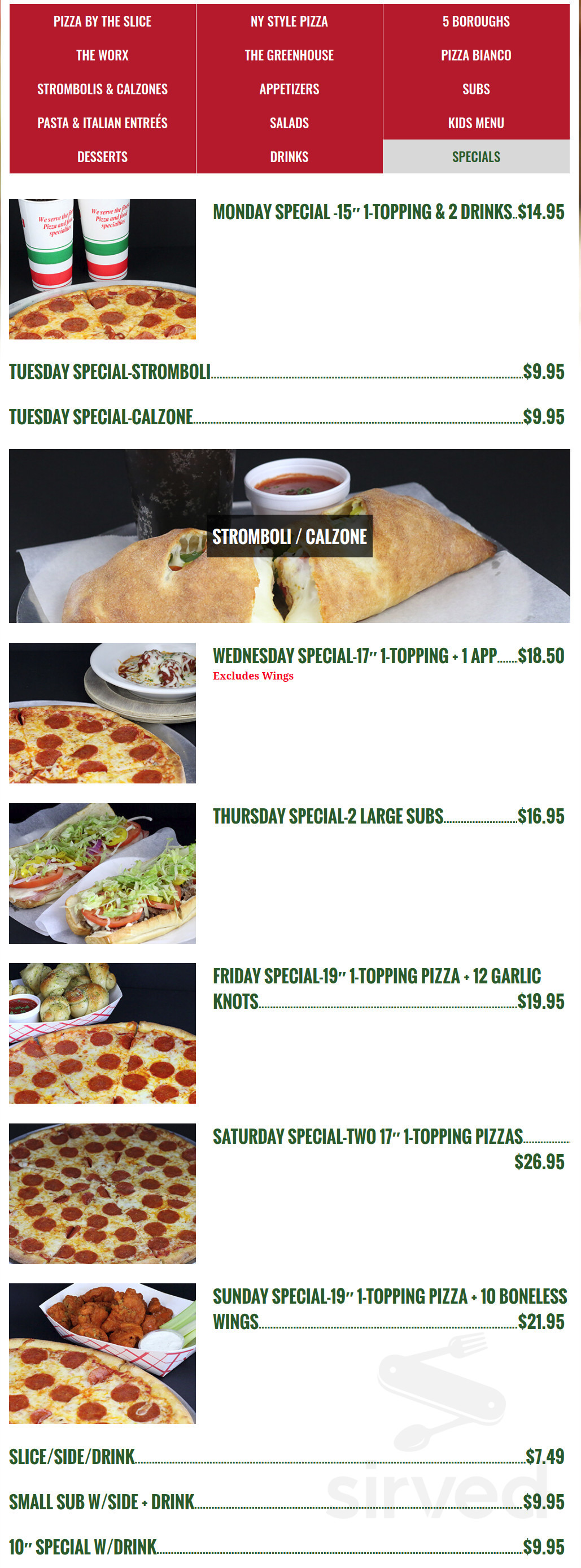 Menu for Tony's Pizza Hickory in Hickory, North Carolina, United States