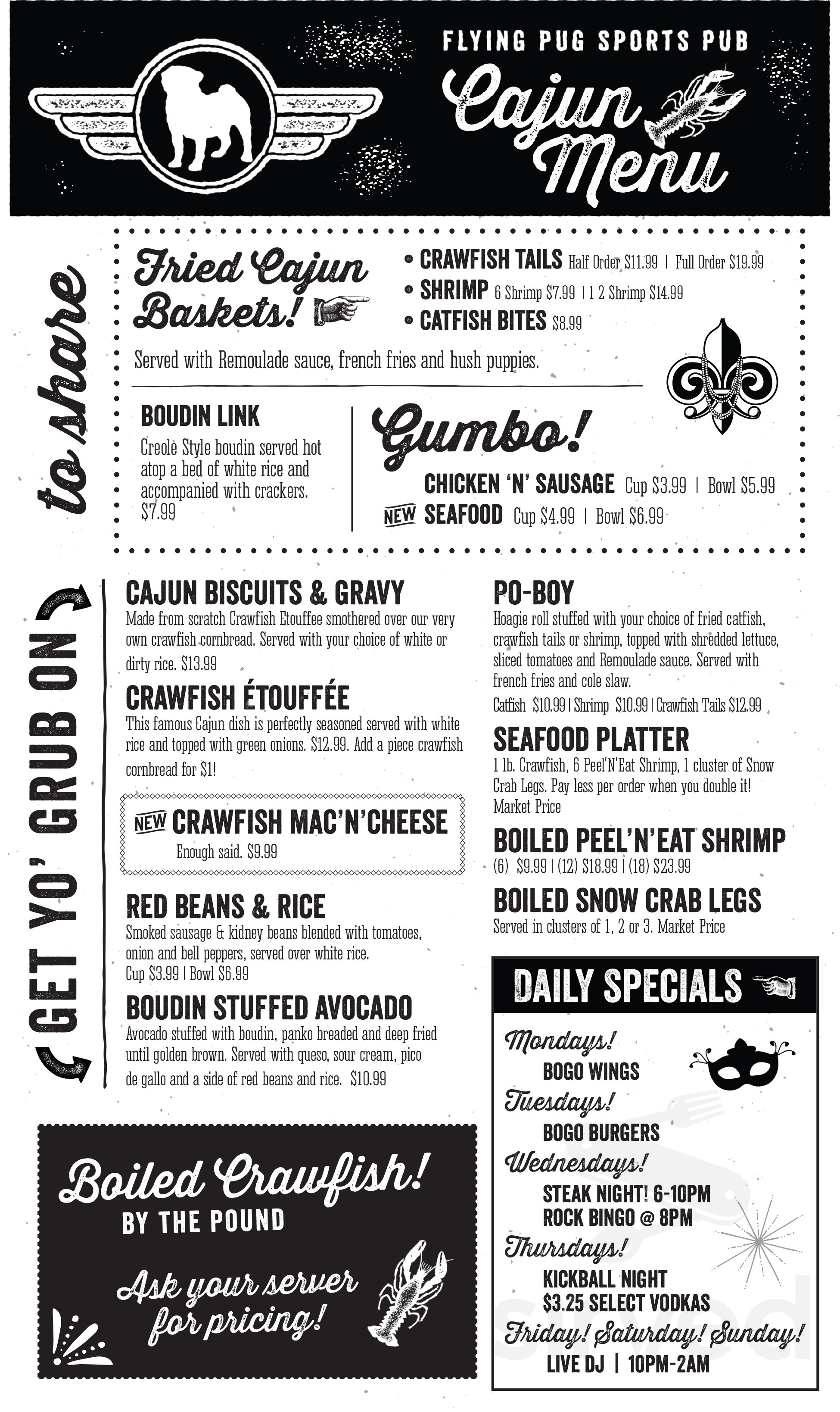 The Flying Pug menu in Spring, Texas, USA