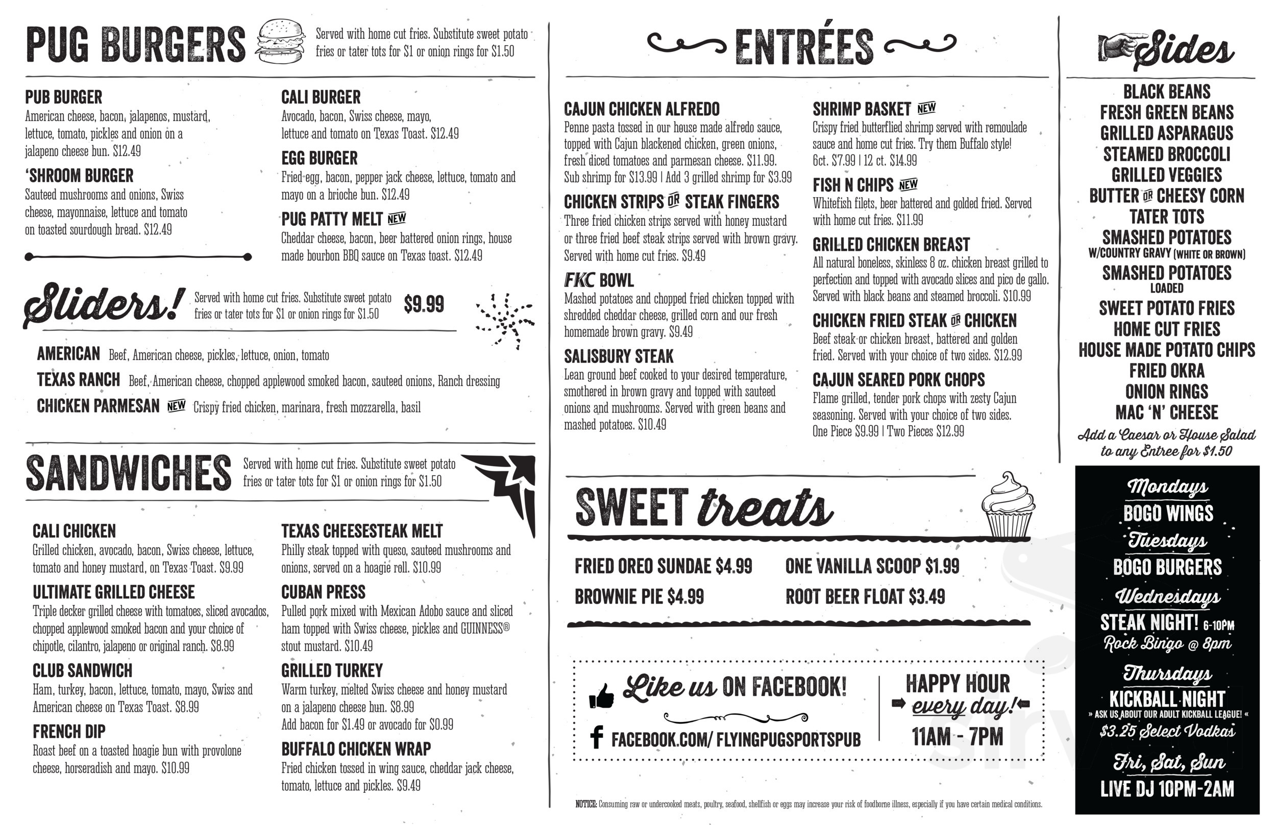 The Flying Pug menu in Spring, Texas, USA
