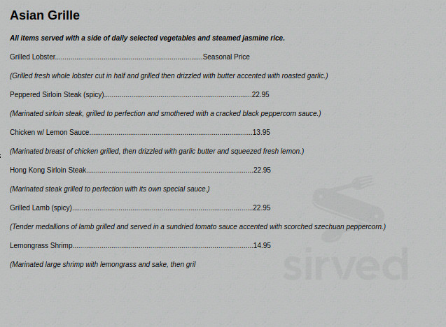 Menu - Peabody MA's Asia Taste Cafe & Grille | Sirved