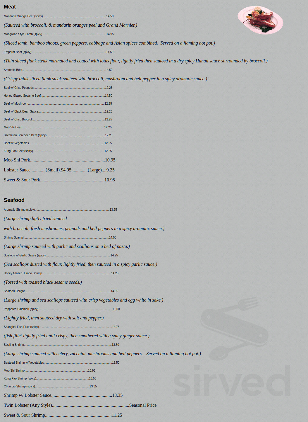 Asia Taste Cafe & Grille menu in Peabody, Massachusetts, USA