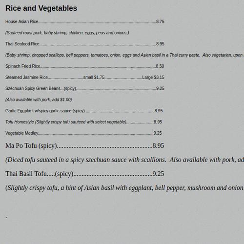 Asia Taste Cafe & Grille menu in Peabody, Massachusetts, USA
