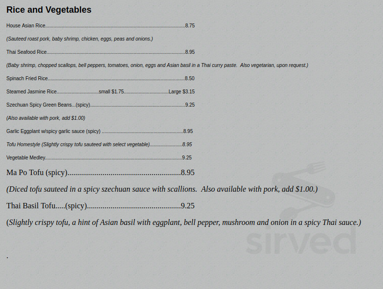 Asia Taste Cafe & Grille menu in Peabody, Massachusetts, USA