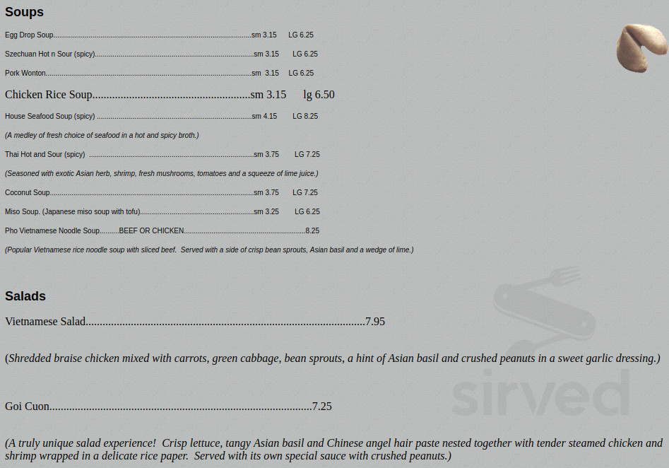 Asia Taste Cafe & Grille menu in Peabody, Massachusetts, USA
