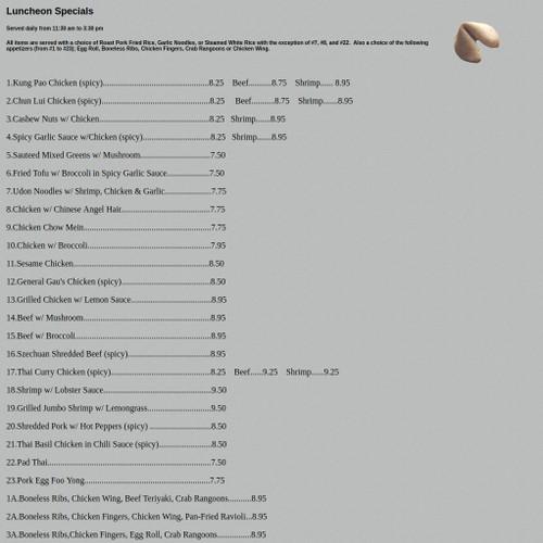 Asia Taste Cafe & Grille menu in Peabody, Massachusetts, USA