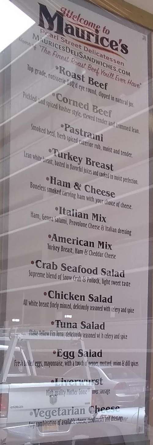 Maurice's Pearl Street Delicatessen menu in Albany, New York, USA