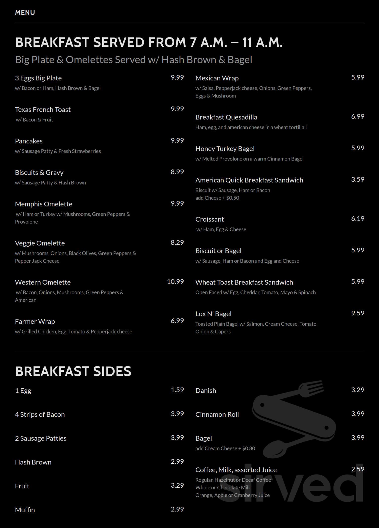 Bogies Delicatessen menu in Memphis, Tennessee, USA