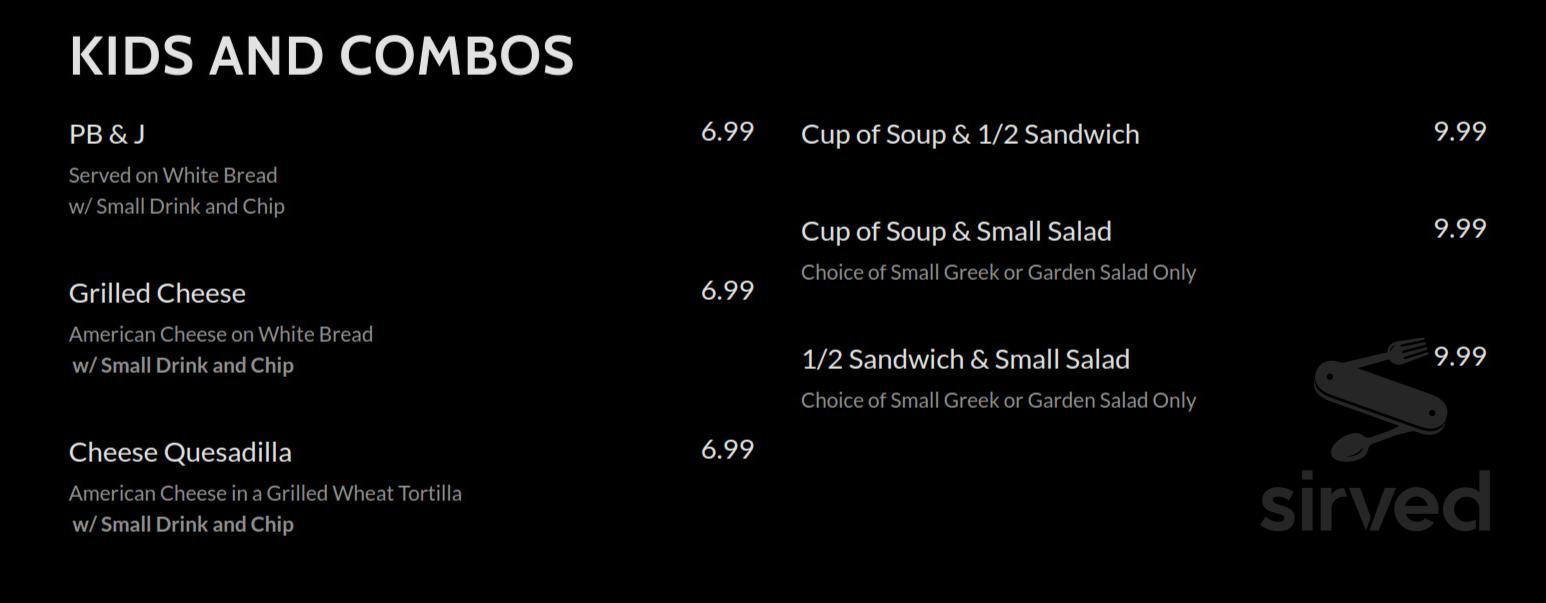 Bogies Delicatessen menu in Memphis, Tennessee, USA