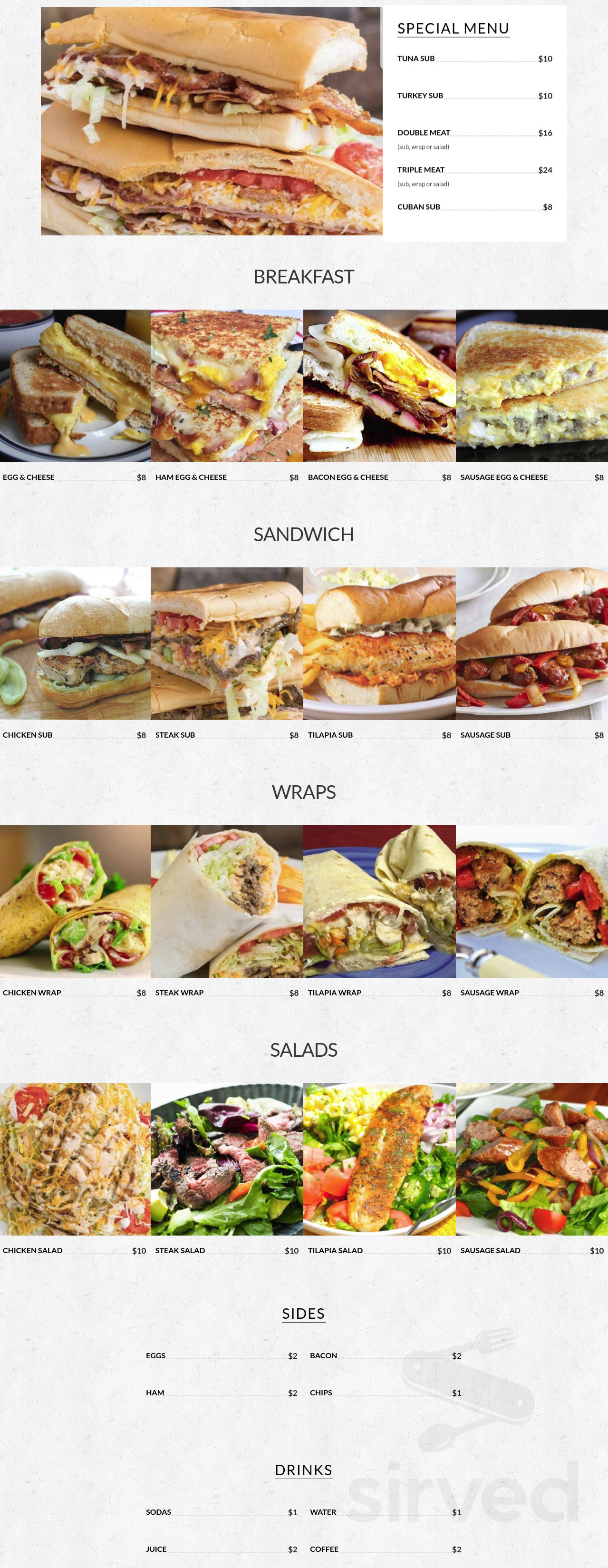 Menu for Trinkin Trinkin in Miami Gardens, FL | Sirved