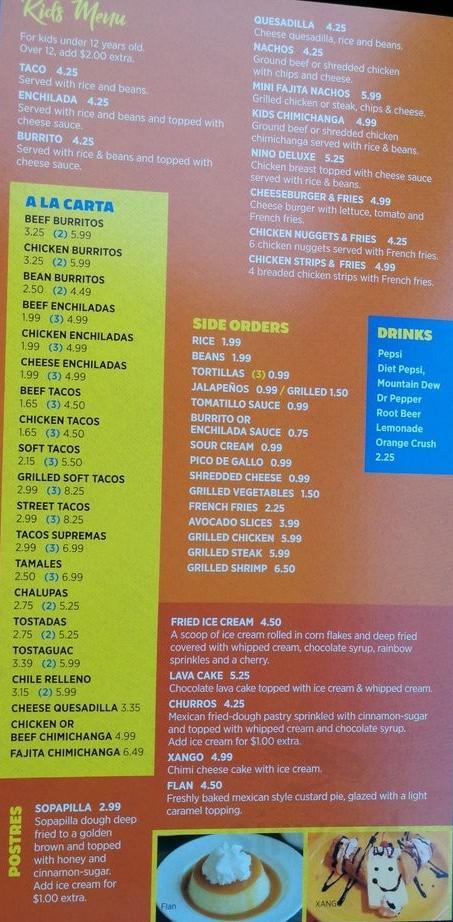 Oaxaca Mexican Restaurant menus in Forsyth, Missouri, United States