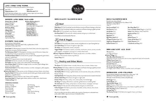 Val's Delicatessen menu in West Bloomfield Township, Michigan, USA