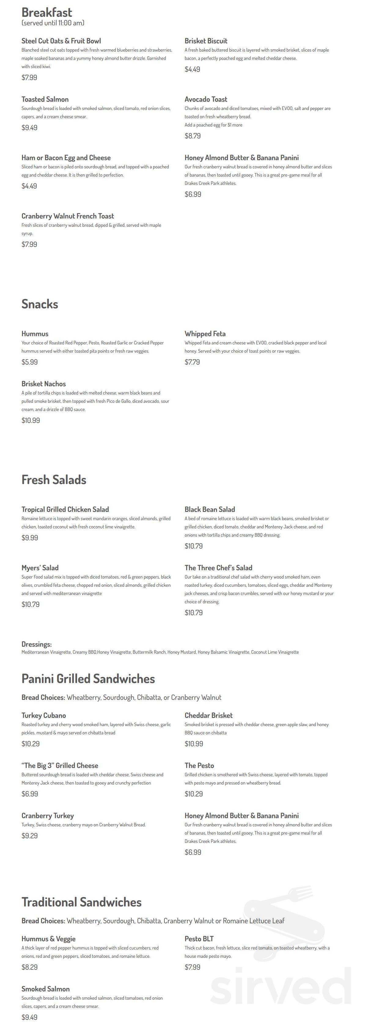 Myers' Front Porch menus in Hendersonville, Tennessee, United States