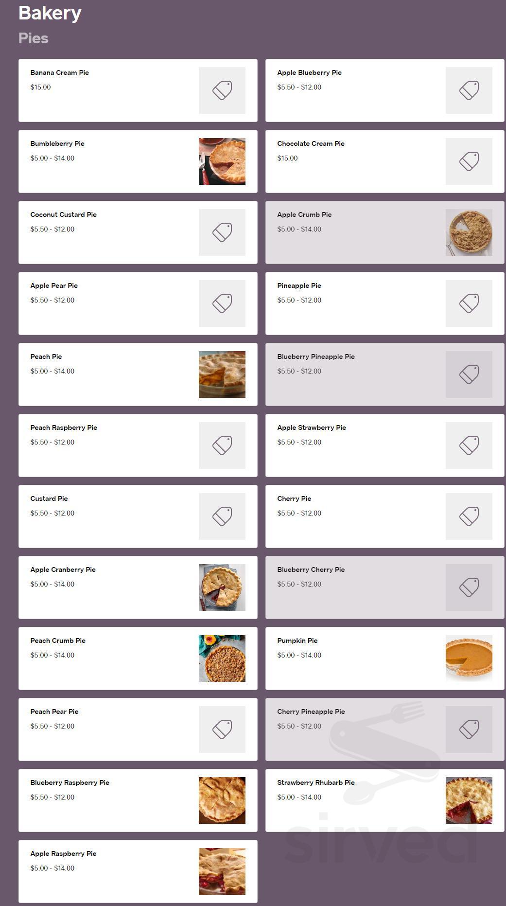 Menu - Plainfield CT's The Victorian & The Village Bakery | Sirved