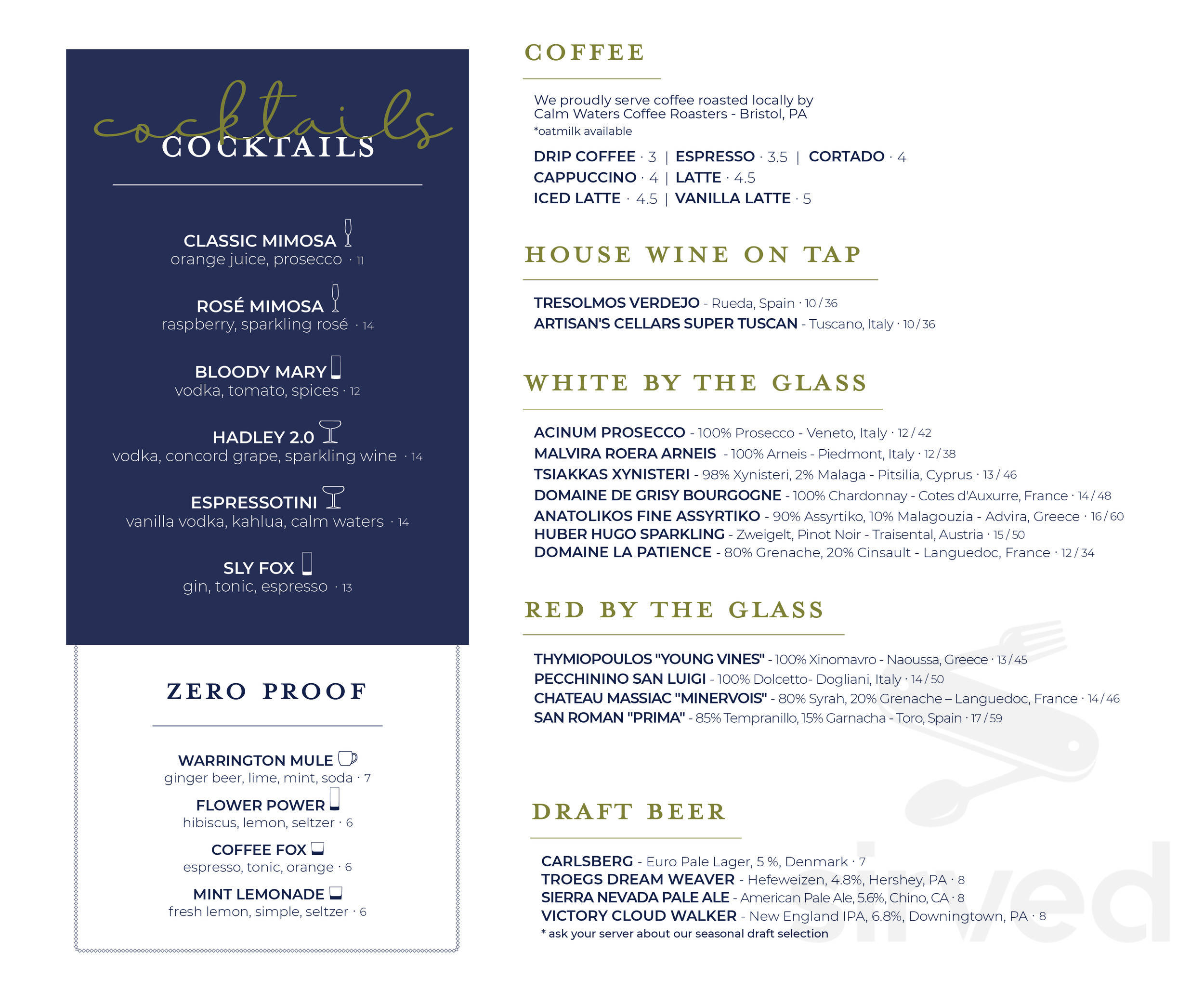 Menu for Árdana Food & Drink in Warrington, PA | Sirved