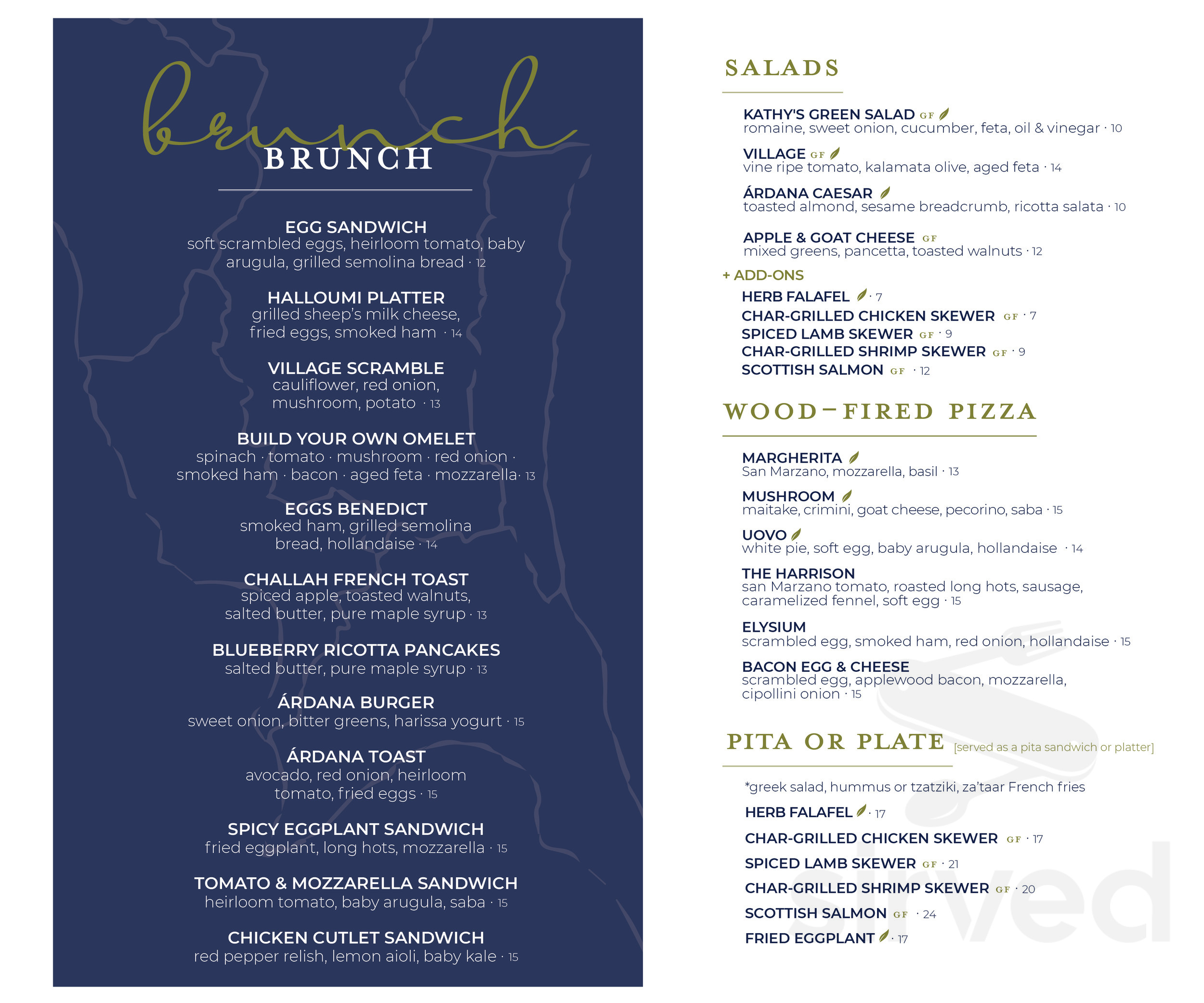 Menu for Árdana Food & Drink in Warrington, PA | Sirved