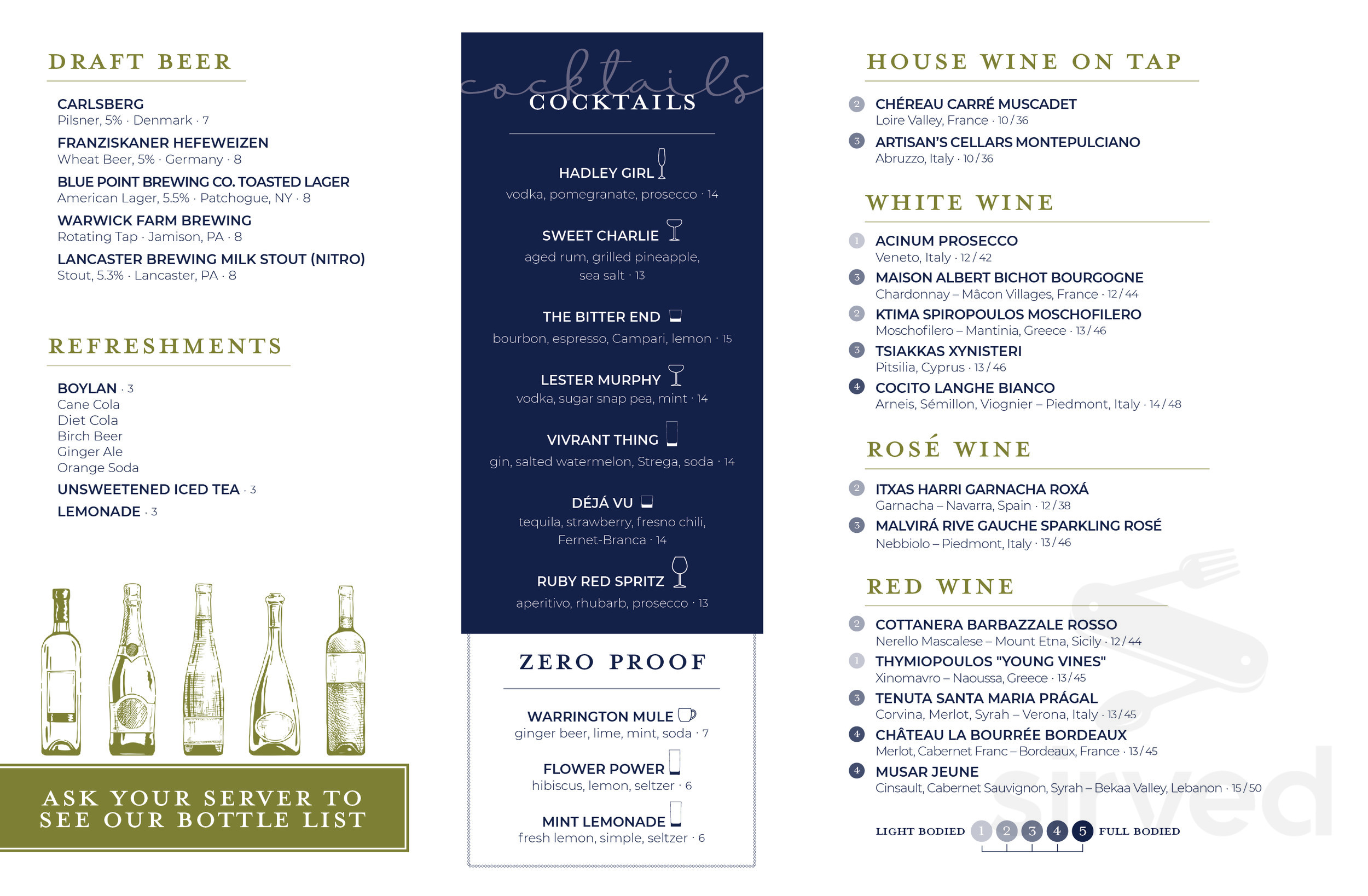 Menu for Árdana Food & Drink in Warrington, PA | Sirved