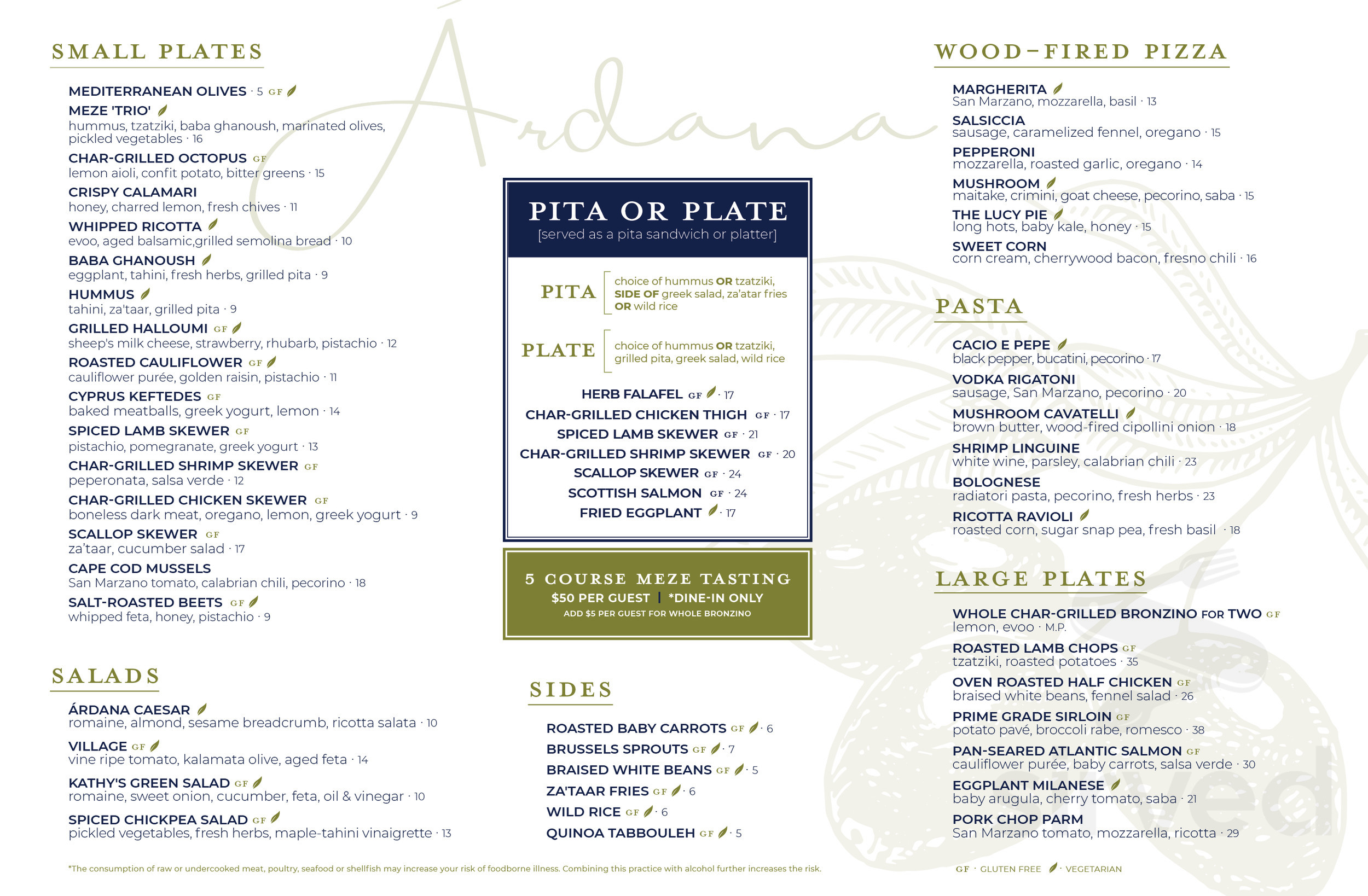 Árdana Food & Drink menu in Warrington, Pennsylvania, USA