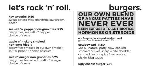 Menu for Black Sheep Burgers and Shakes - Springfield, MO | Sirved