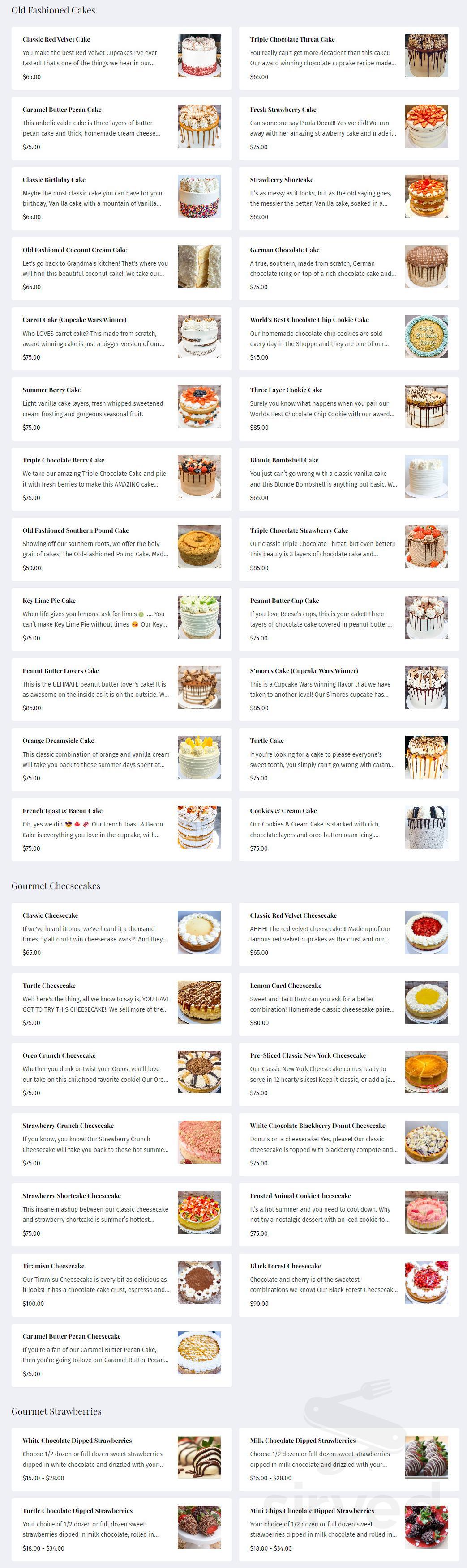 The Sweet Shoppe menu in Blue Ridge, Georgia, USA