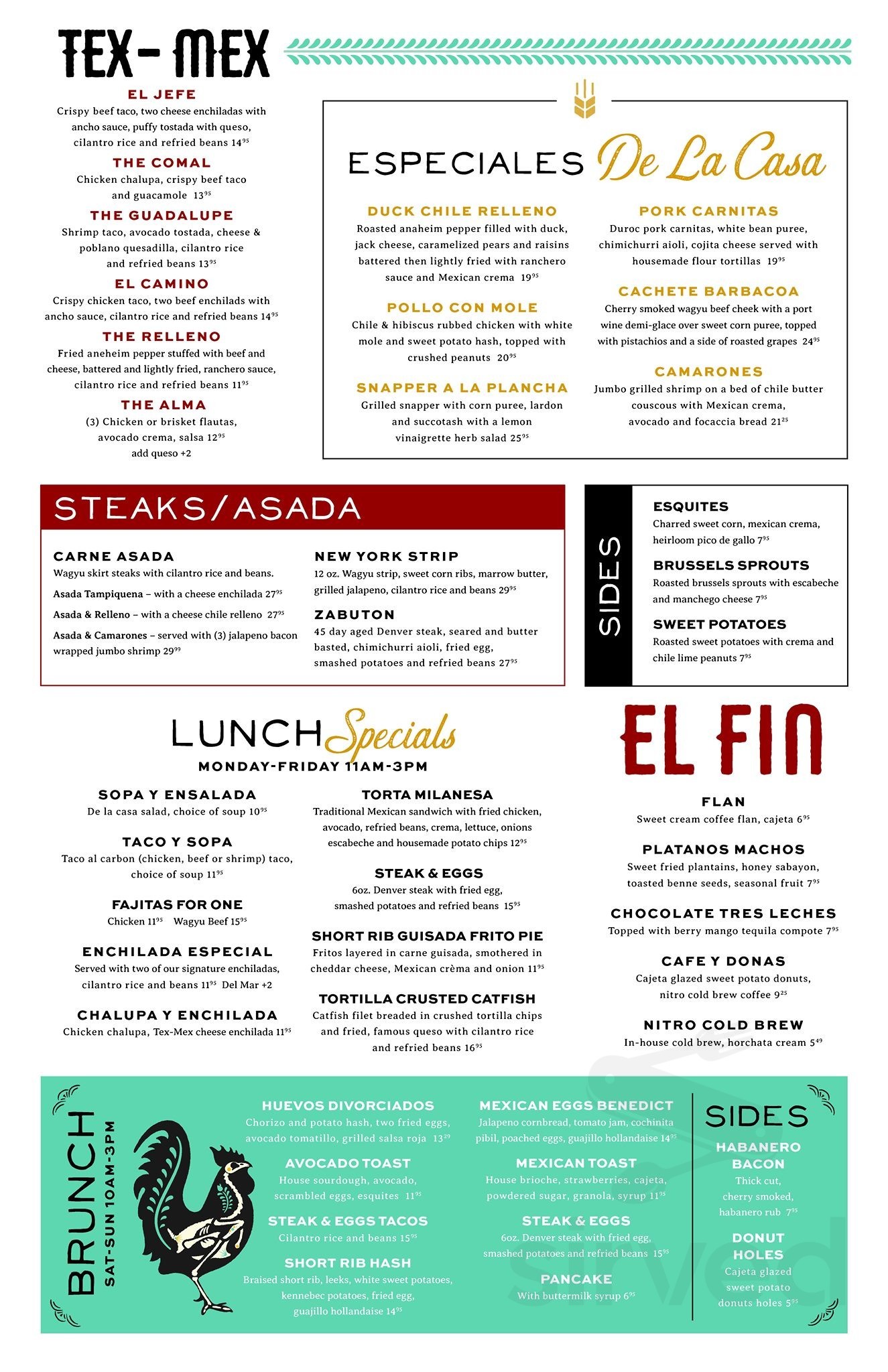 Menu - New Braunfels TX's La Cosecha Mexican Table | Sirved