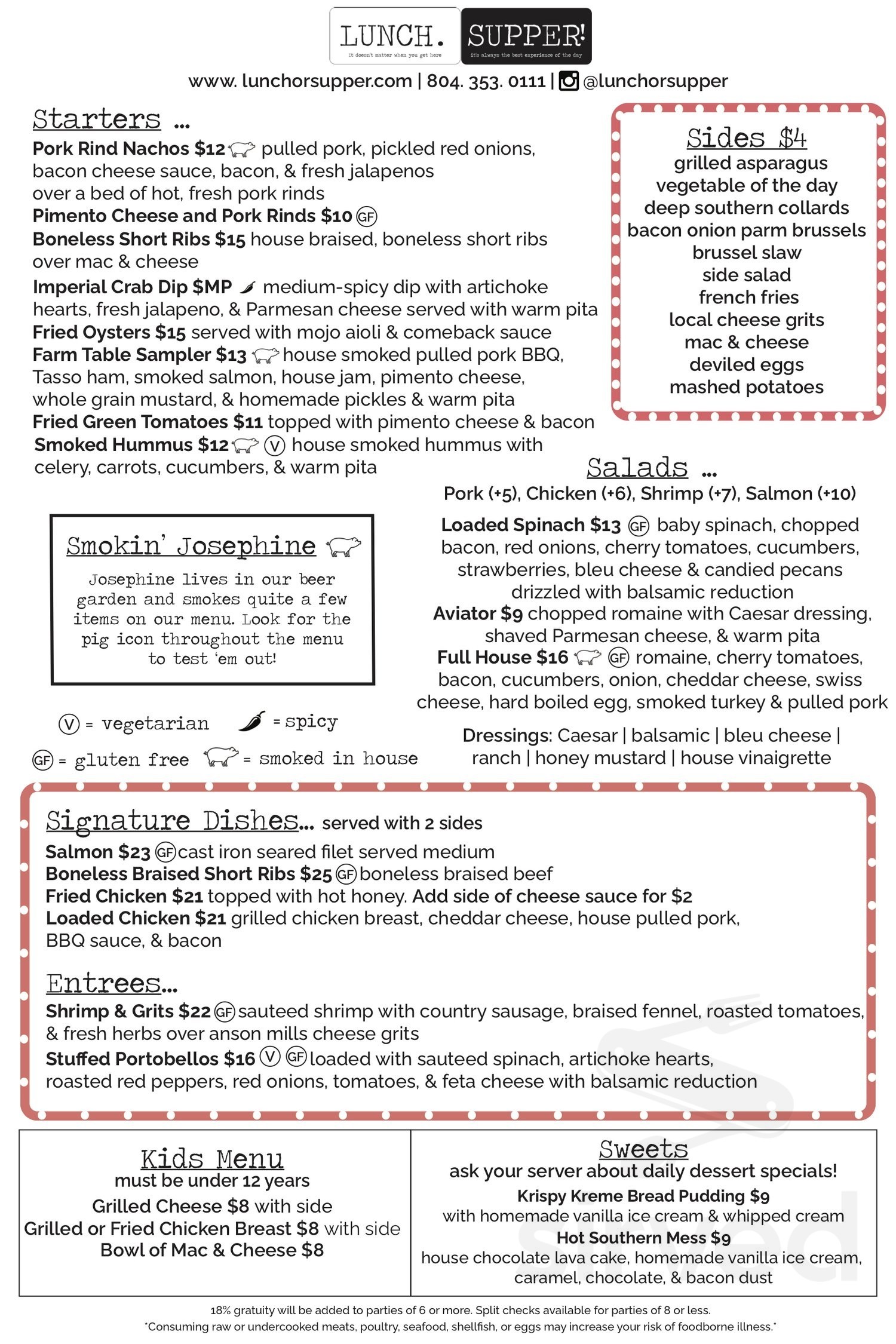 Urban Roost Event Space at Lunch & Supper menu in Richmond, Virginia, USA