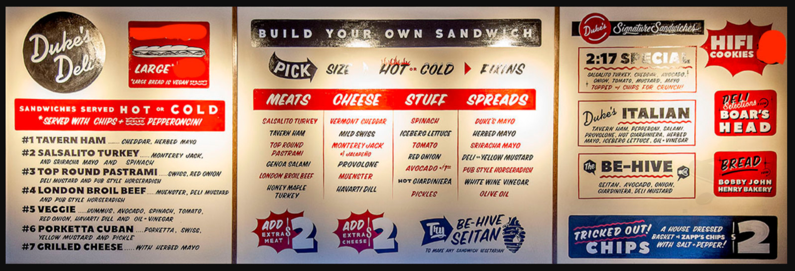 Duke's menu in Nashville, Tennessee, USA