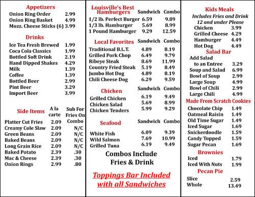 W W Cousins Restaurant menu in Louisville, Kentucky, USA