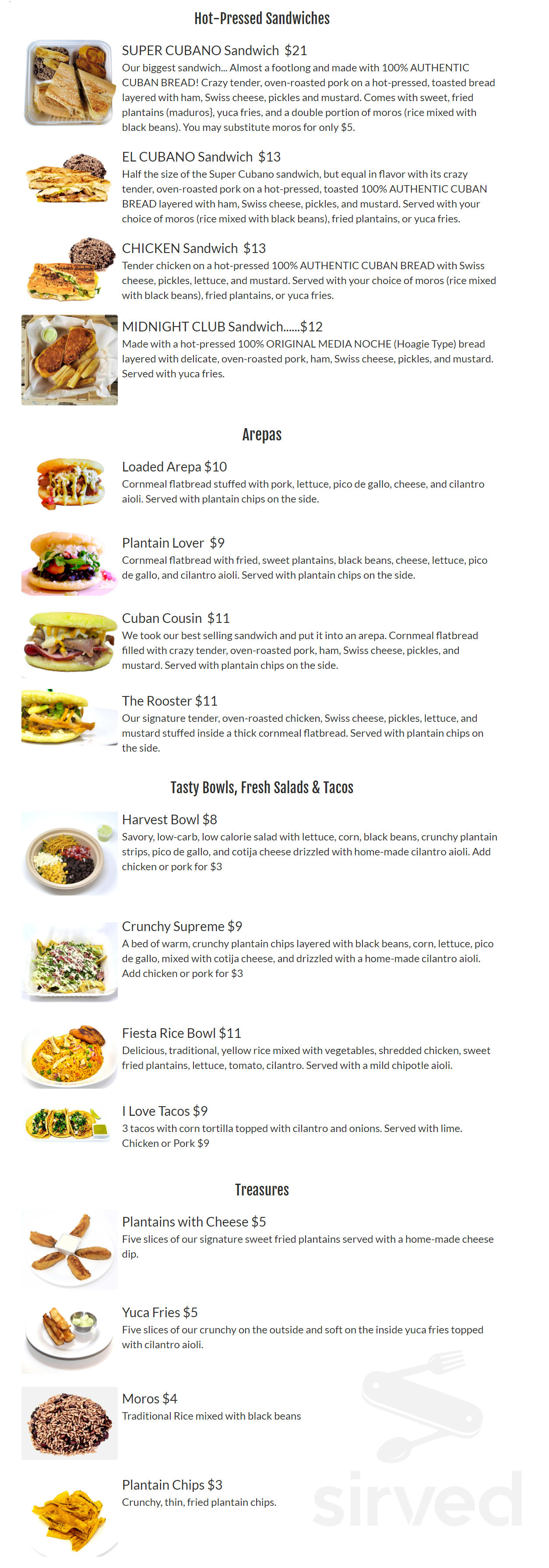Menu - Arden NC's Sweet Plantain Grill | Sirved