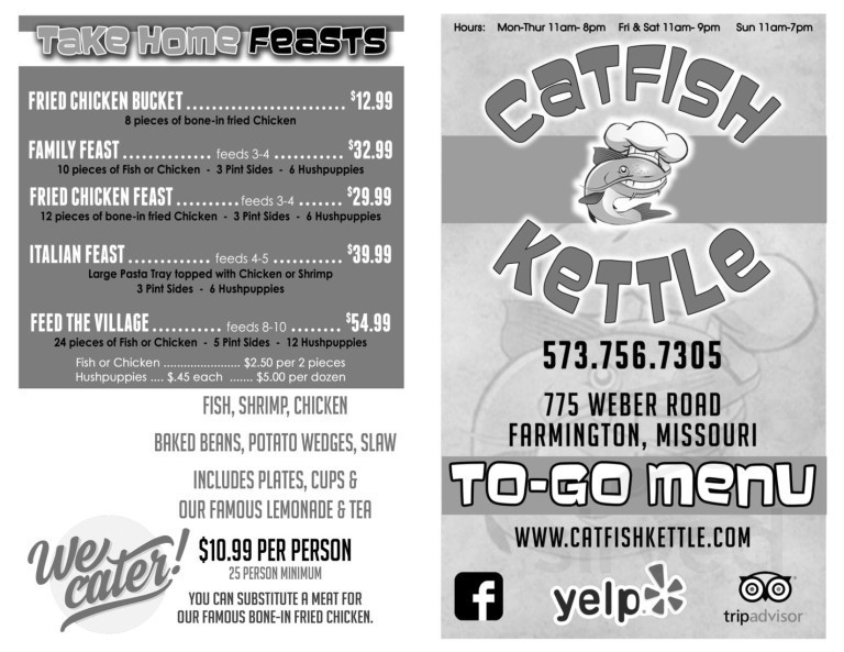Menu - Farmington MO's Catfish Kettle Restaurant | Sirved