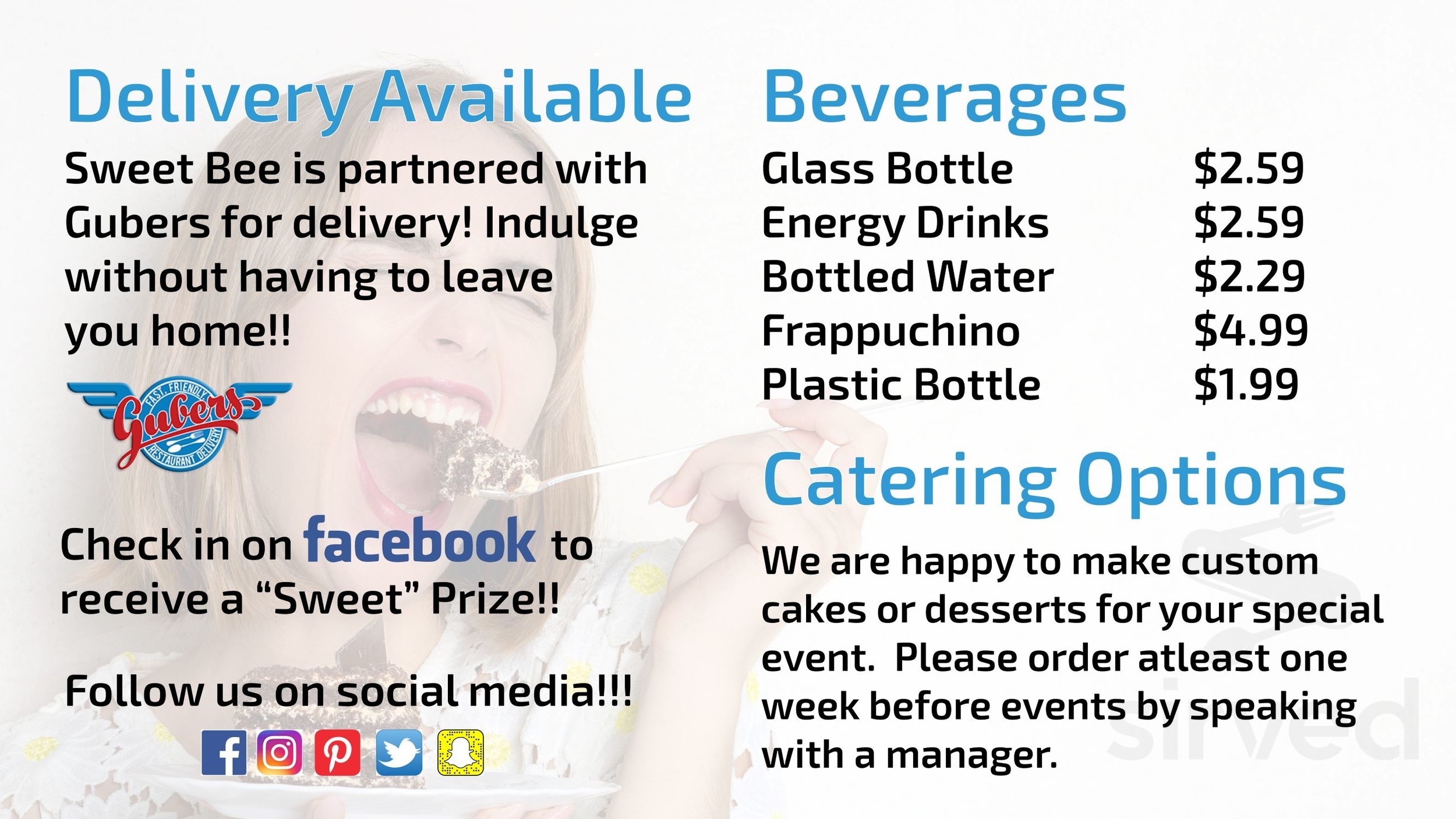 Sweet Bee Boutique and Desserts menu in Bridge City, Texas, USA