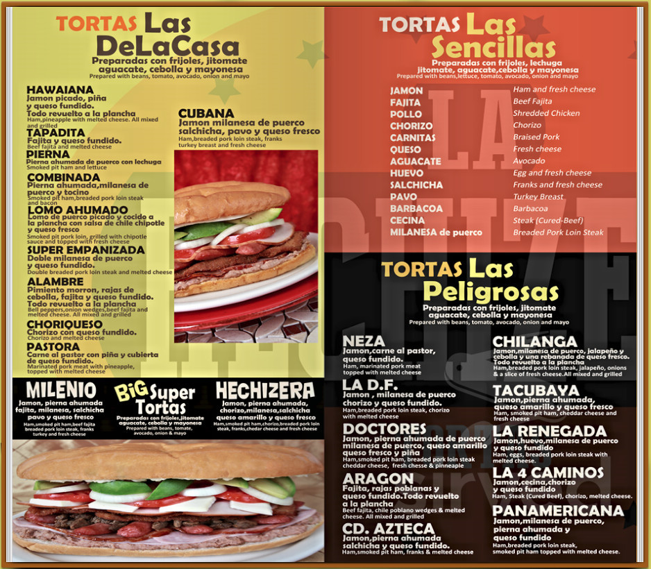 LA HECHIZERA TORTAS menu in Arlington, Texas, USA