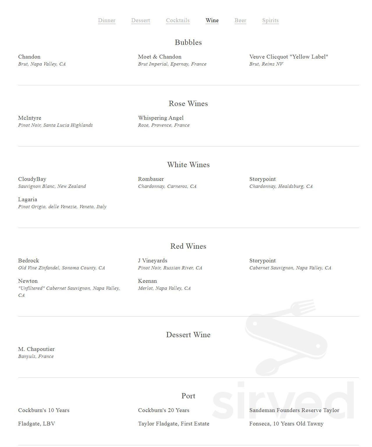 Pied Piper menu in San Francisco, California, USA