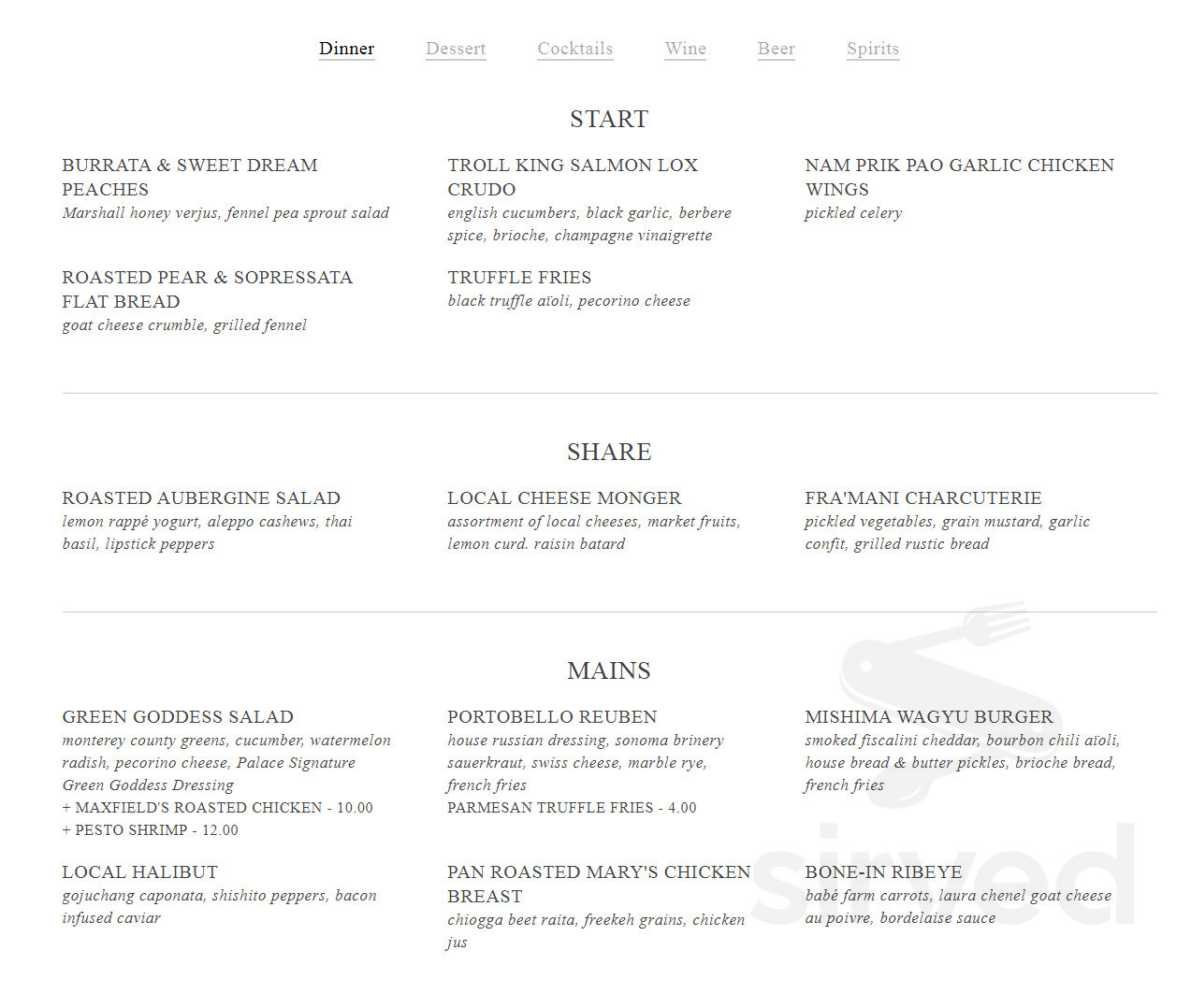 Pied Piper menu in San Francisco, California, USA