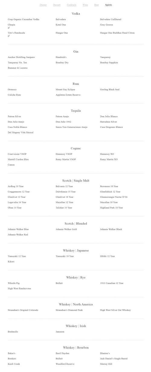 Pied Piper menu in San Francisco, California, USA