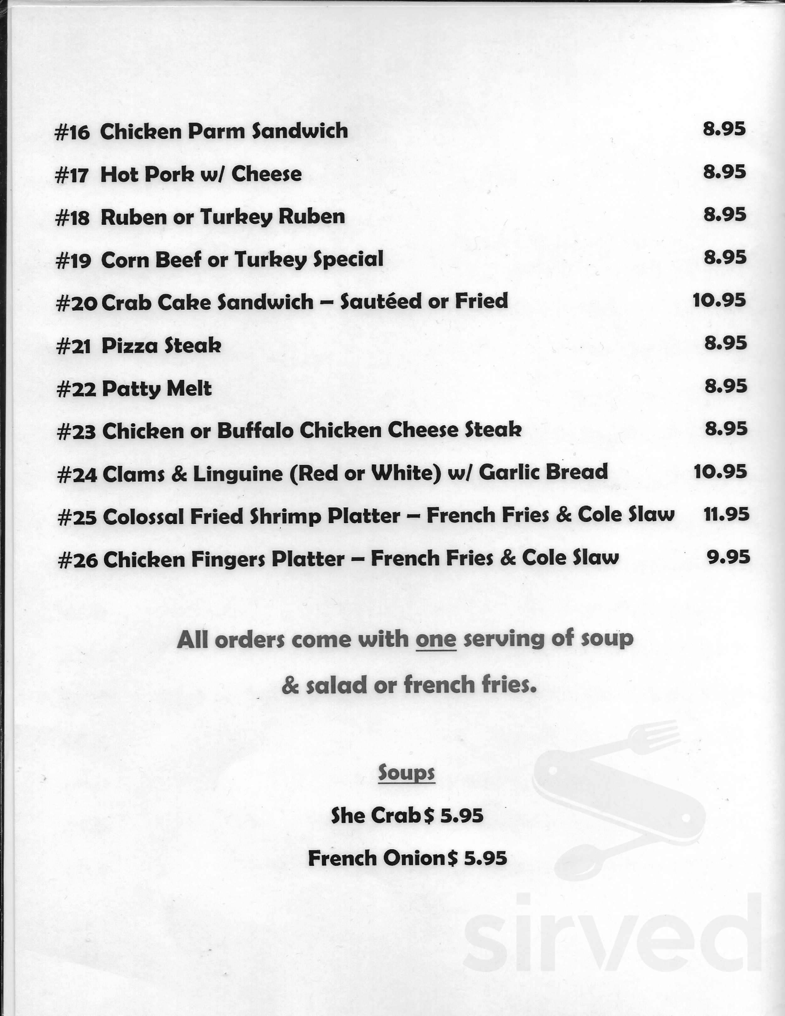 Dagwood's Pub menu in Philadelphia, Pennsylvania, USA
