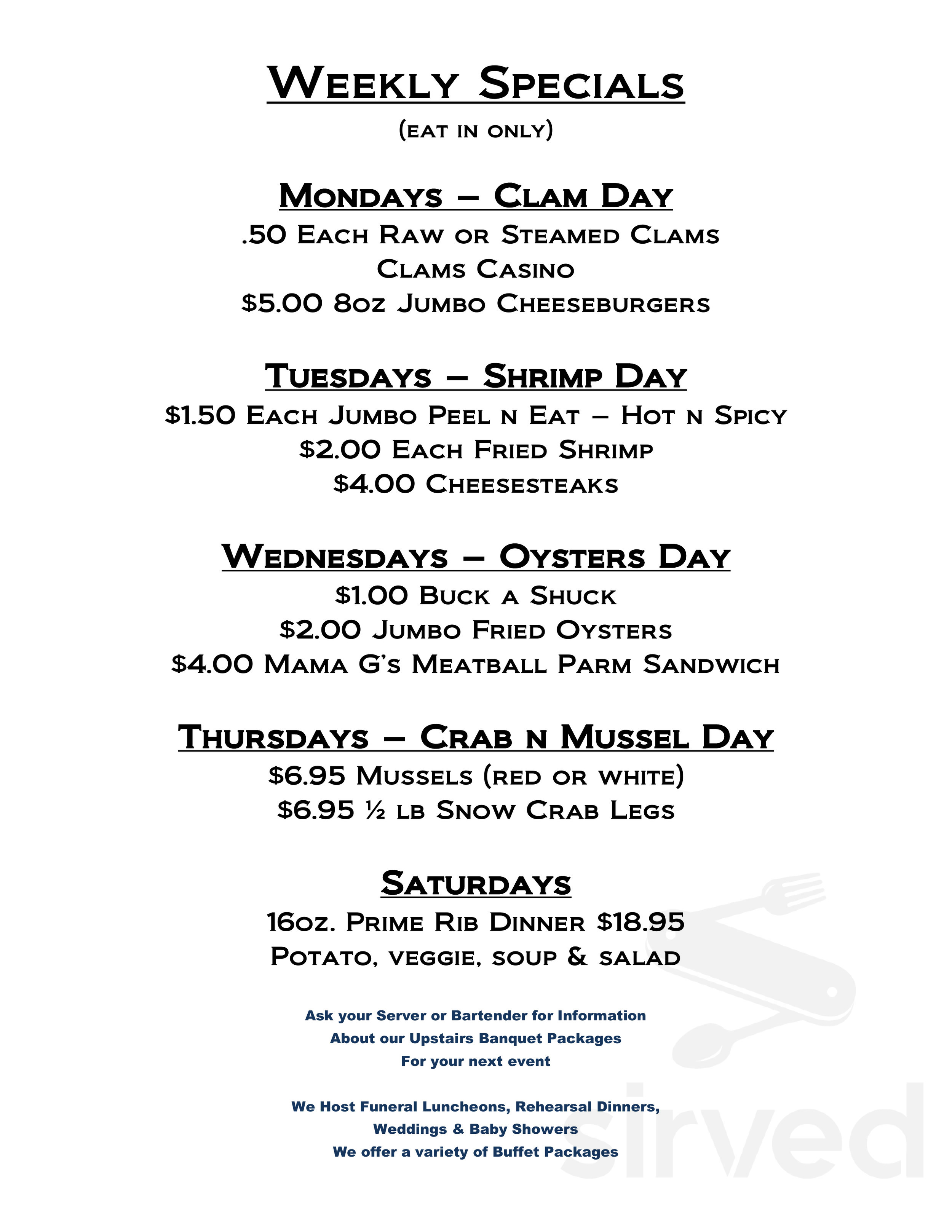 Dagwood's Pub menu in Philadelphia, Pennsylvania, USA