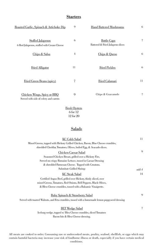 Roadhouse Bar & Grill menu in Durant, Oklahoma, USA