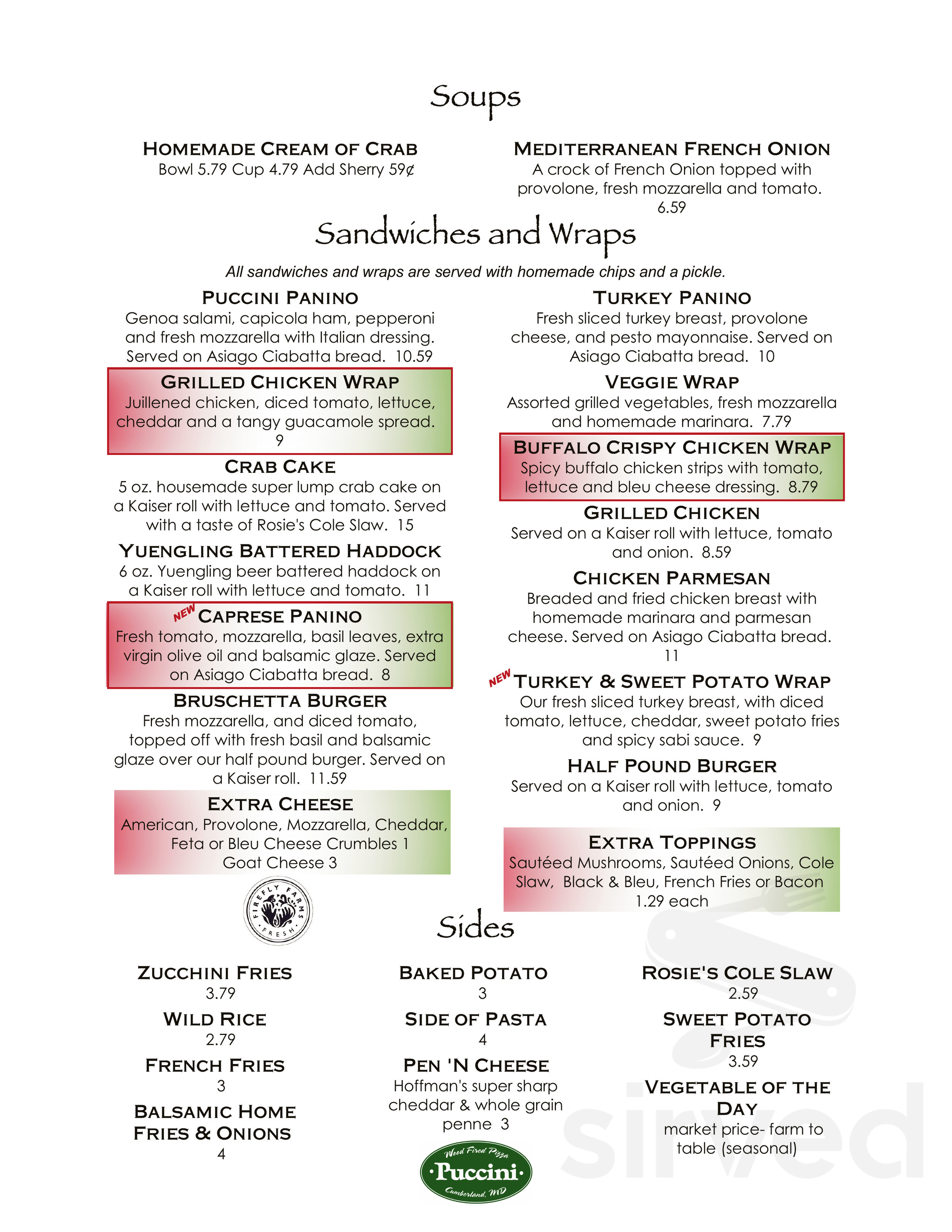 Puccini Restaurant menus in Cumberland, Maryland, United States