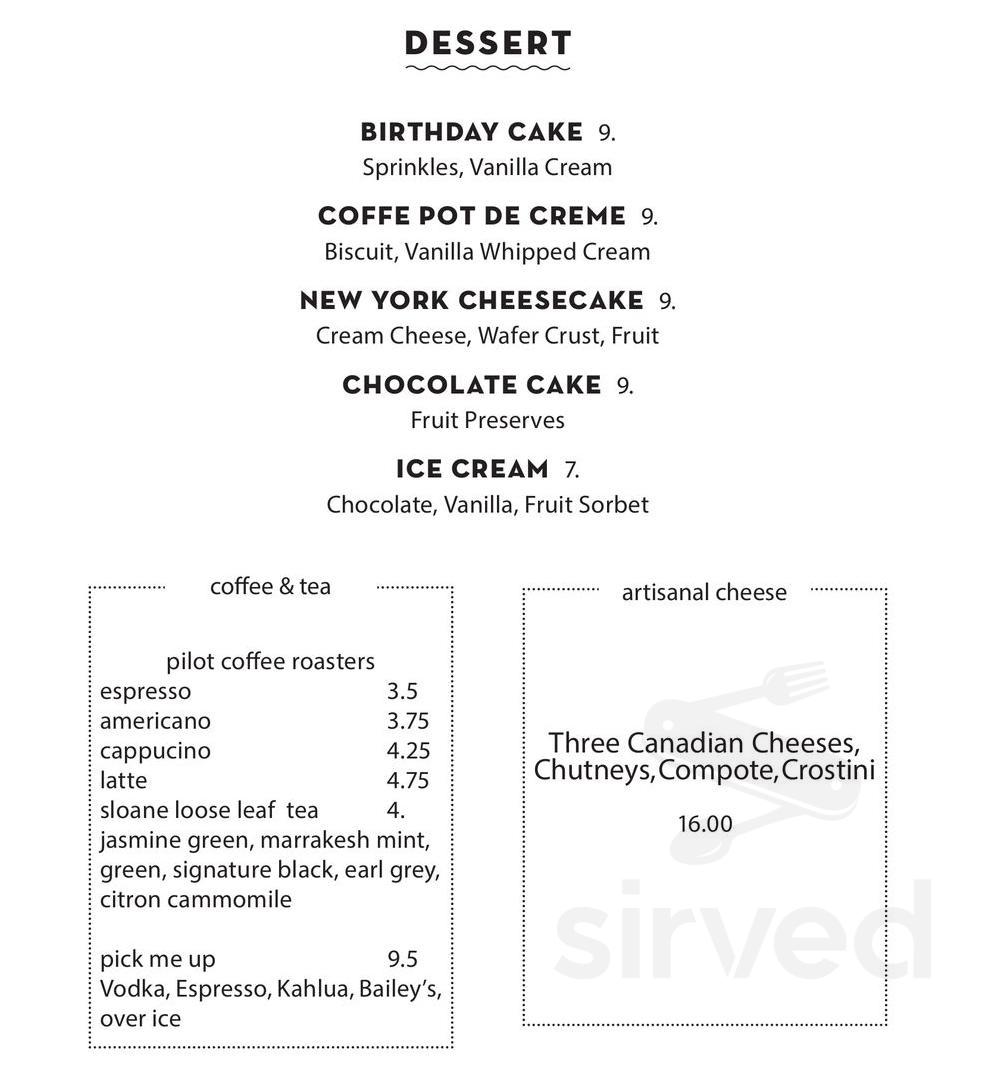 PORT menu in Pickering, Ontario, Canada