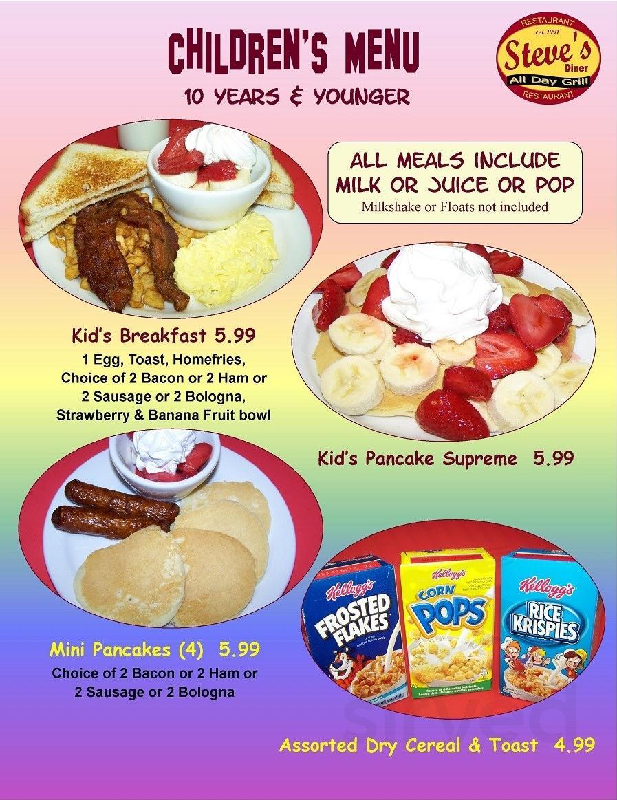 Steve's Diner menu in Riverview, New Brunswick, Canada